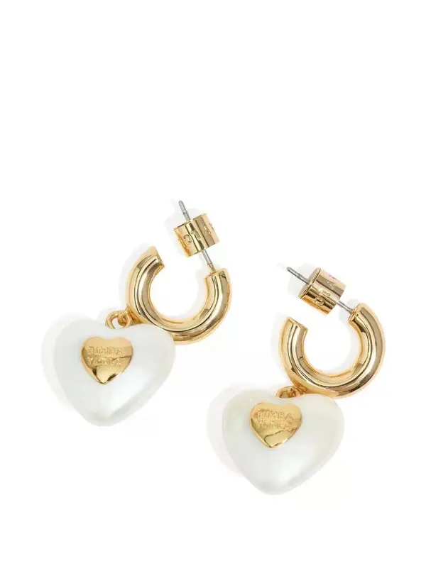 Bimba Y Lola Heart Pearl Hoop Earrings