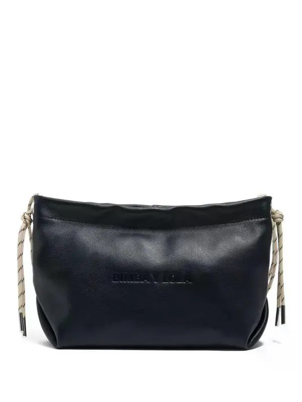 Bimba Y Lola Embossed Logo Leather Shoulder Bag - Black