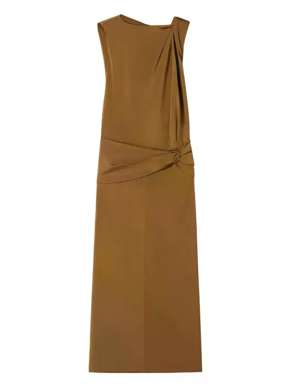 LANVIN Twisted-detail Sleeveless Midi Dress - Brown