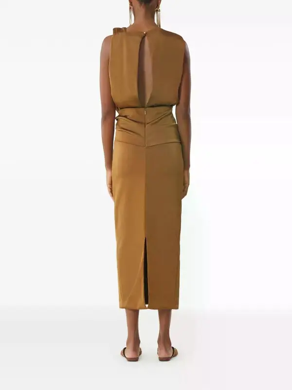 LANVIN Twisted-detail Sleeveless Midi Dress - Brown