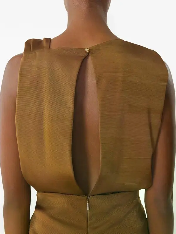 LANVIN Twisted-detail Sleeveless Midi Dress - Brown