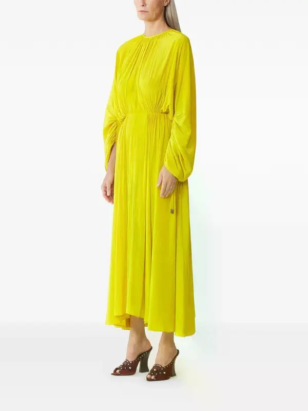 LANVIN Gathered-detail Crew-neck Midi Dress