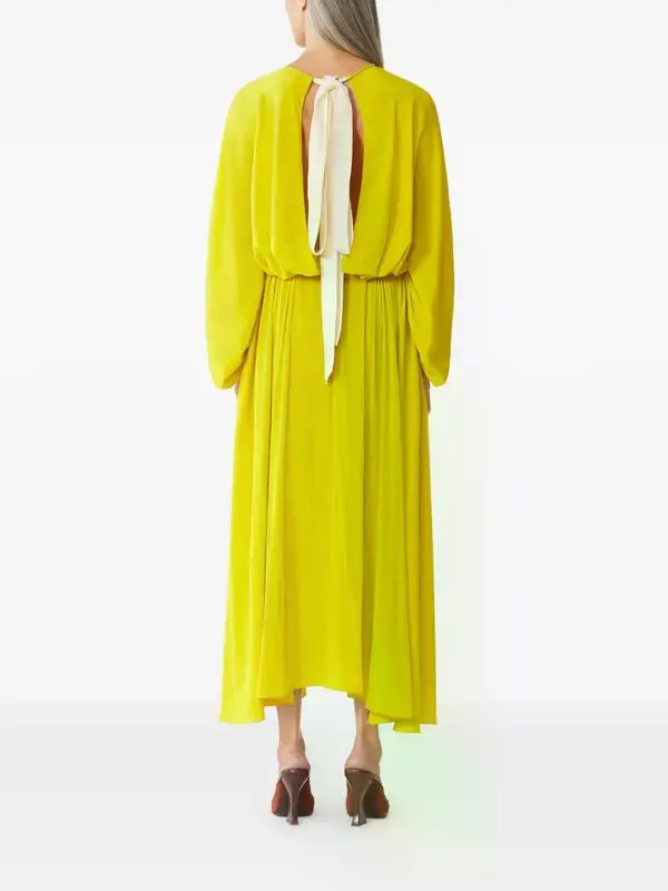 LANVIN Gathered-detail Crew-neck Midi Dress