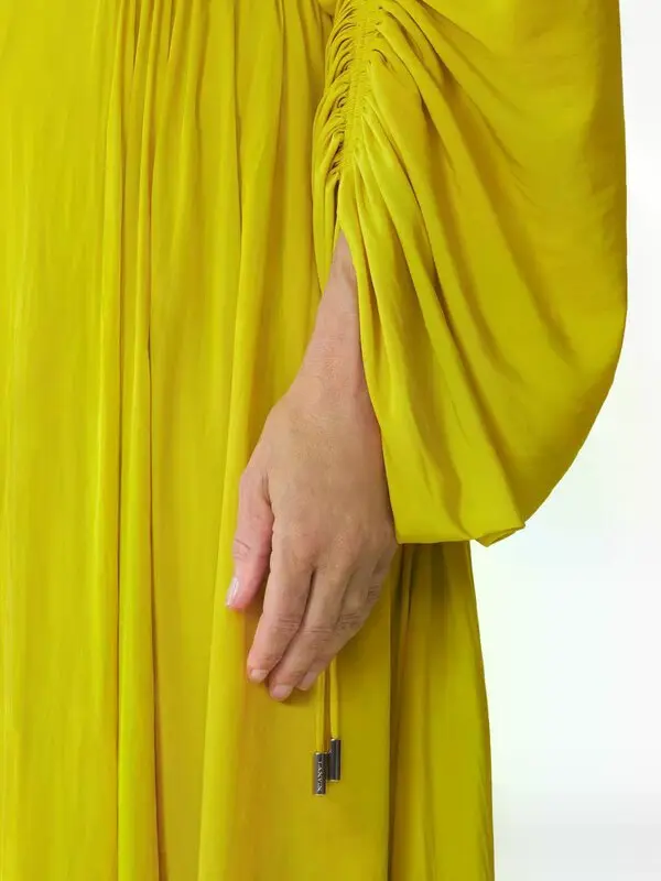 LANVIN Gathered-detail Crew-neck Midi Dress