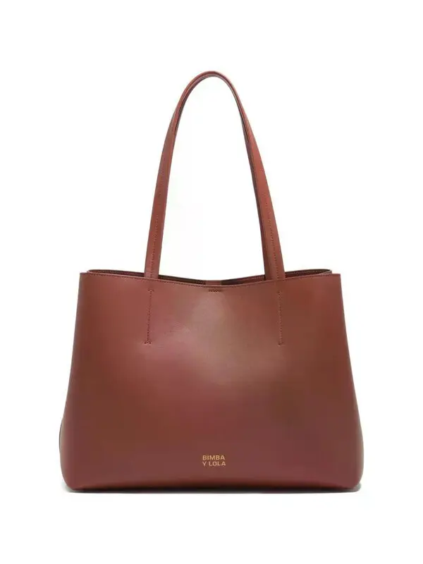 Bimba Y Lola Large Leather Shoulder Bag - Brown