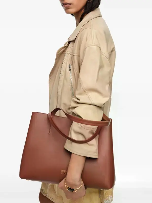 Bimba Y Lola Large Leather Shoulder Bag - Brown