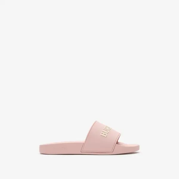 Burberry Logo Slides - Candy Pink/dove Beige
