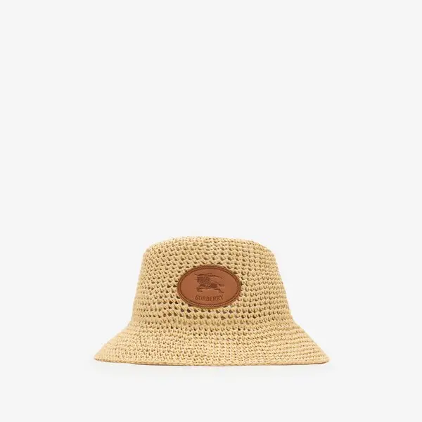 Burberry Knight Stamp Raffia-effect Bucket Hat - Beige