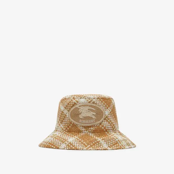 Burberry Knight Stamp Raffia-effect Bucket Hat - Finch Beige