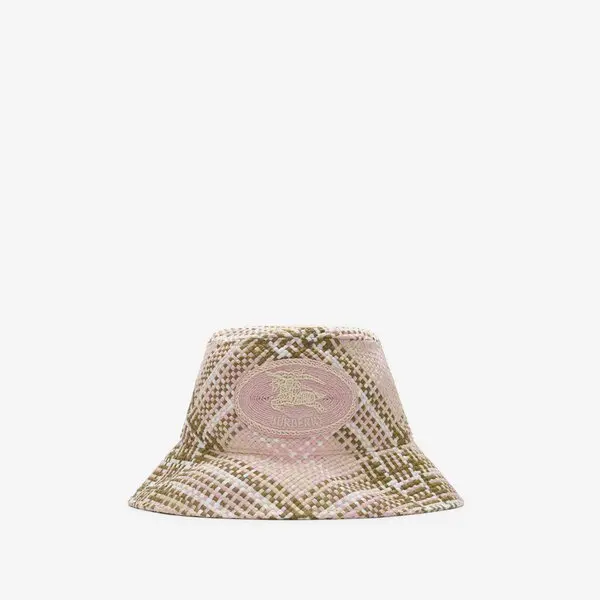 Burberry Knight Stamp Raffia-effect Bucket Hat - Mallow Pink