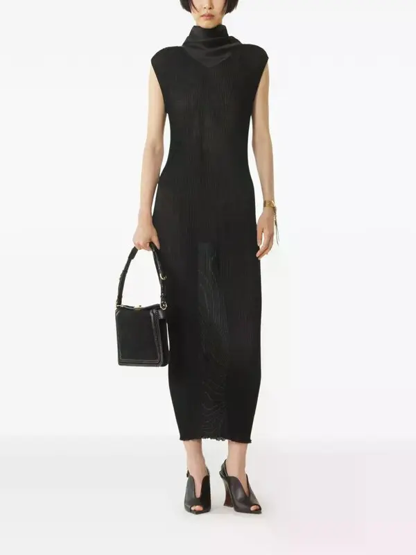 LANVIN Ribbed Scarf-neck Midi Dress