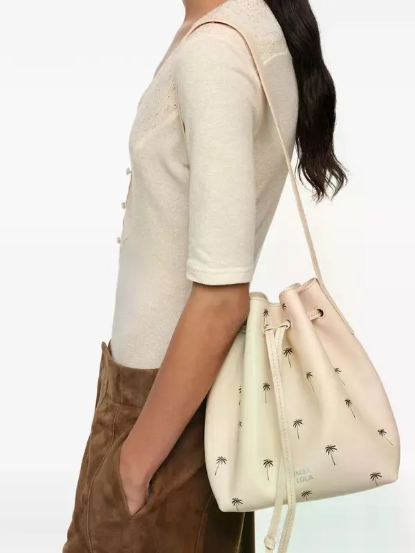 Bimba Y Lola Palm Tree Print Bucket Bag - Neutrals