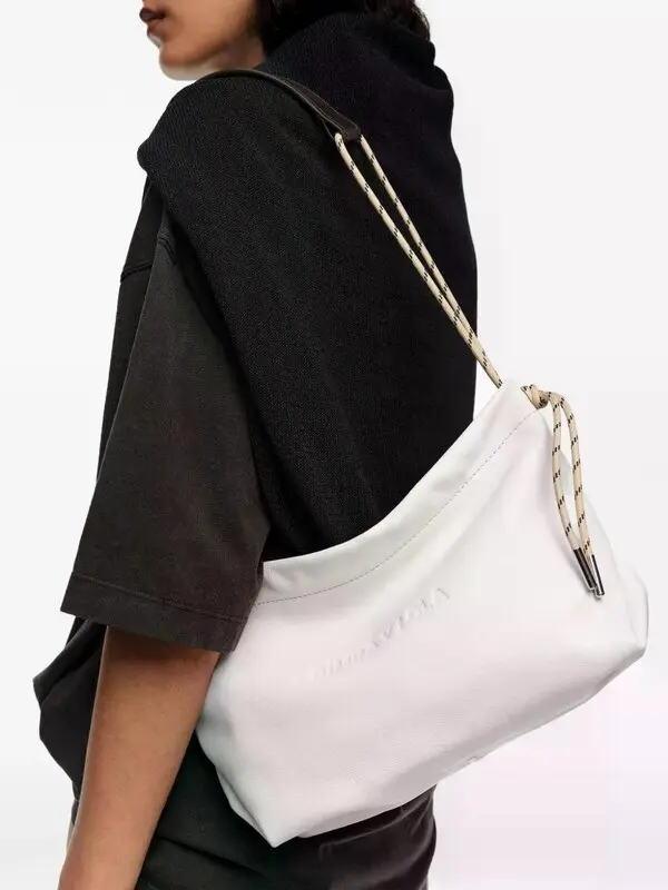 Bimba Y Lola Embossed-logo Drawstring Shoulder Bag - White