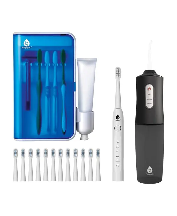 PURSONIC Complete Oral Care Bundle – Usb Rechargeable Sonic Toothbrush - Black