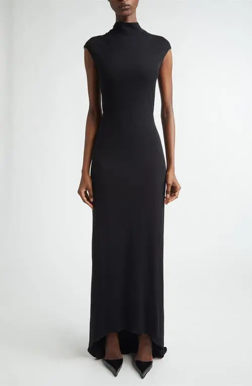TOM FORD Mock Neck Sleeveless Jersey Gown - Black