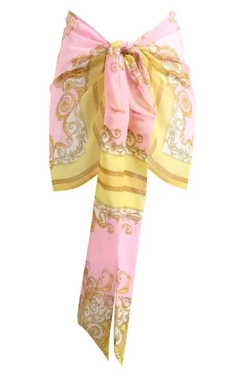Versace Barocco Print Georgette Pareo - Pale Yellow Rose Quartz