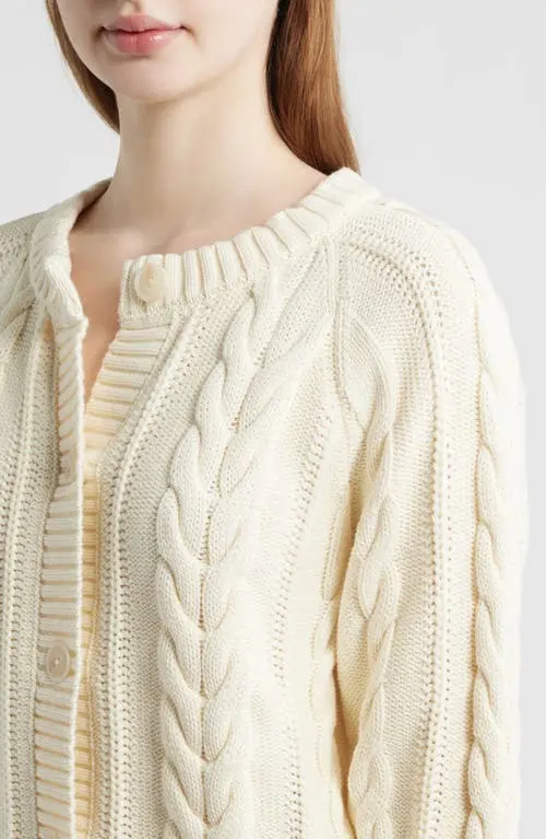 Pendleton Cable-knit Cotton Cardigan - Ecru