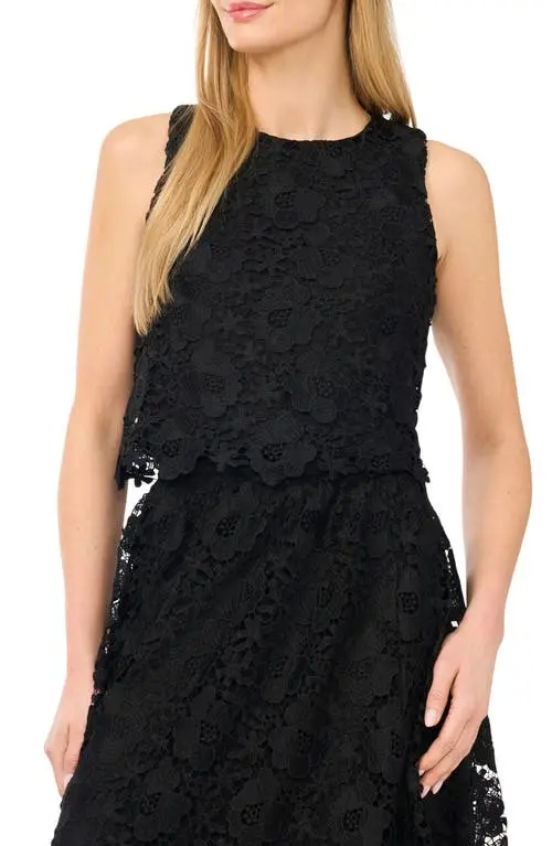 CECE DUPRAZ Sleeveless Floral Lace Top - Rich Black