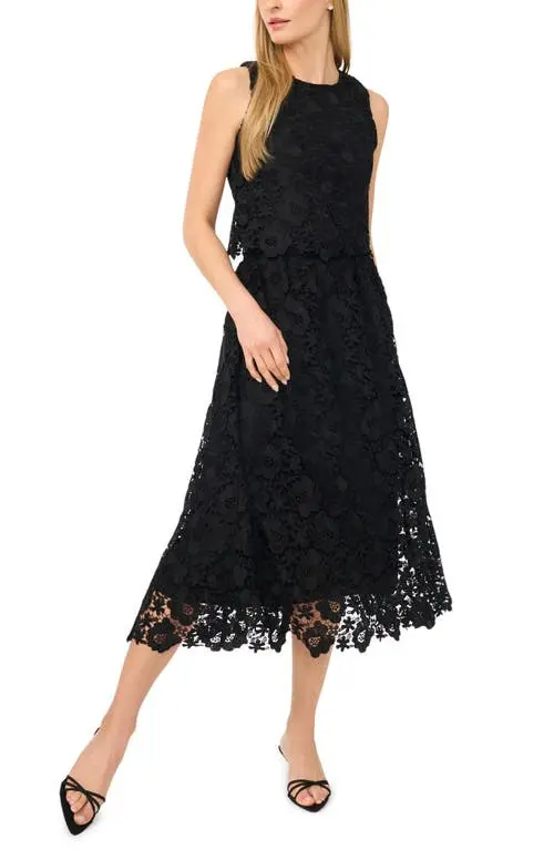 CECE DUPRAZ Sleeveless Floral Lace Top - Rich Black