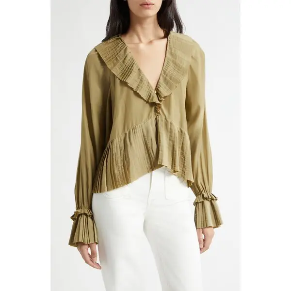 Ramy Brook Jacklyn Ruffle Top - Safari
