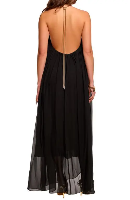Ramy Brook Chain Detail Halterneck Silk Gown - Black