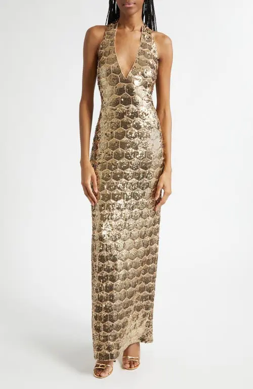 Ramy Brook Shauna Sequin Halter Gown