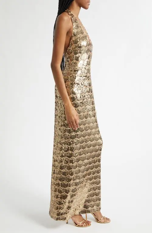 Ramy Brook Shauna Sequin Halter Gown