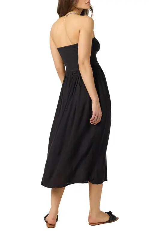 O'Neill Smocked Strapless Midi Dress - Black