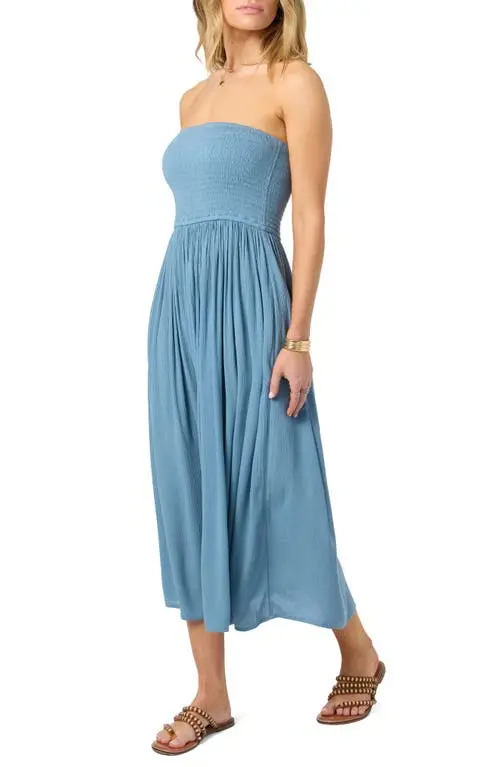 O'Neill Smocked Strapless Midi Dress