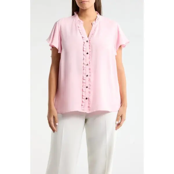 Anne Klein Mini Ruffle Trim Top