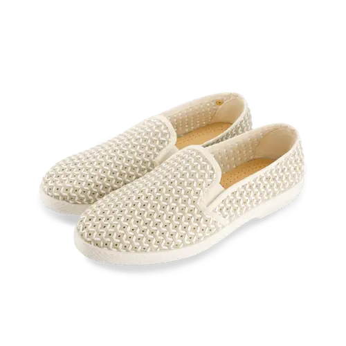 Rivieras Classic Woven Leatherette Slip-on Loafer - Beige