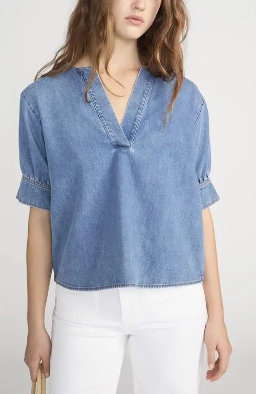 FRAME V-neck Denim Popover Top - Sora