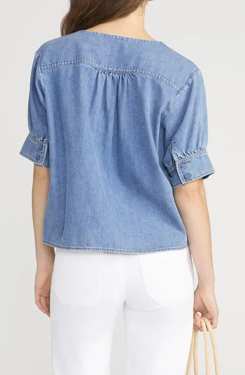 FRAME V-neck Denim Popover Top - Sora
