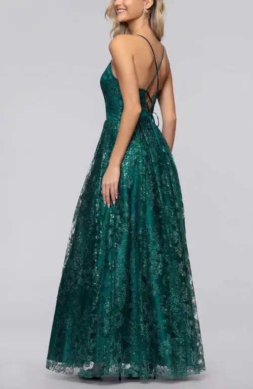 BLONDIE NITES Glitter Corset Sleeveless Gown