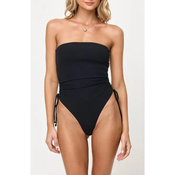 L*Space Elise Ruched Rib One-piece Swimsuit - Black