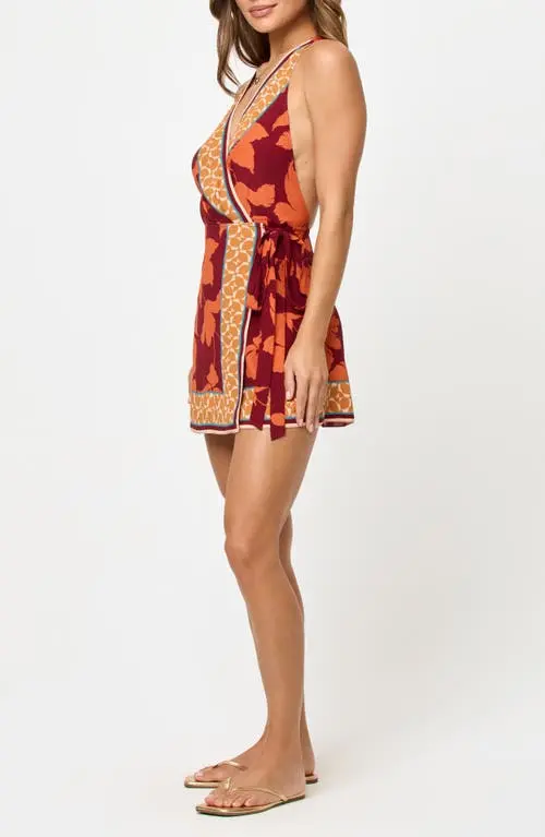 L*Space Taura Faux Wrap Cover-up Minidress - Cocobolo