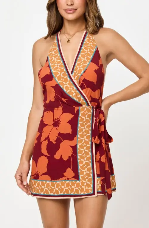 L*Space Taura Faux Wrap Cover-up Minidress - Cocobolo
