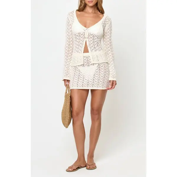 L*Space Nova Sheer Cotton Cover-up Skirt - Cream