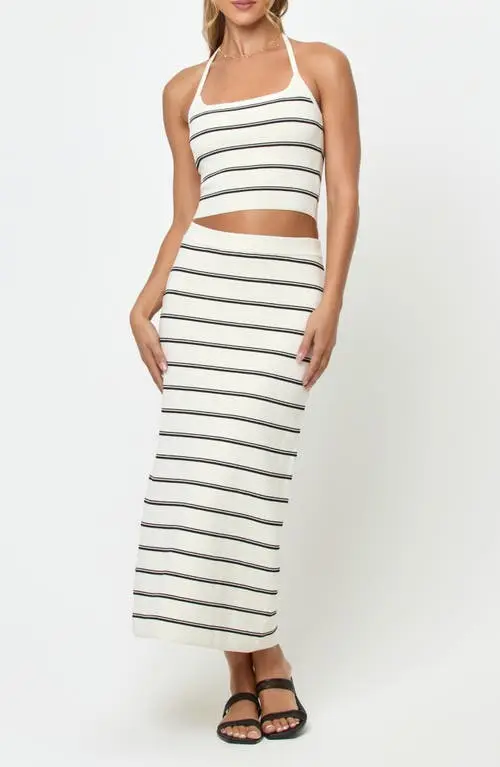 L*Space Positano Stripe Halter Rib Crop Cover-up Top - Mykonos Stripe