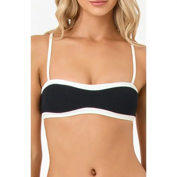 L*Space Madison Rib Bikini Top - Black/cream
