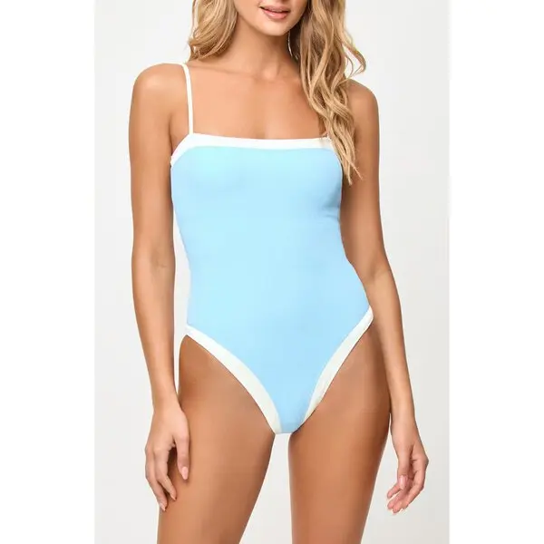 L*Space Madison Rib Bikini Top - Sky Blue/cream