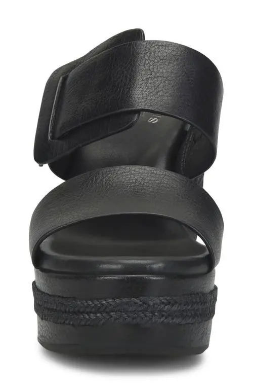 KORK-EASE® Espadrille Wedge Slide Sandal - Black Fullgrain