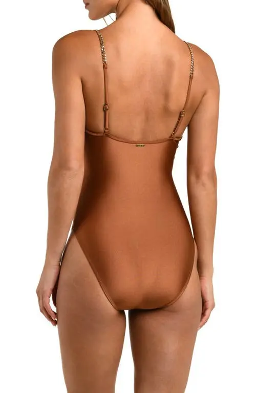 L'Agence Lilou Shimmer V-wire One-piece Swimsuit - Bronze