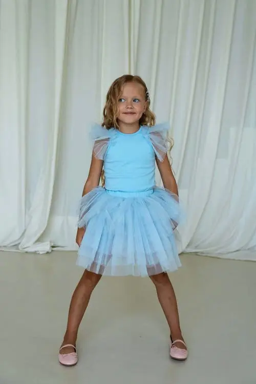 MINI CELEBRITIES Cotton Tulle Dress - Cool Blue