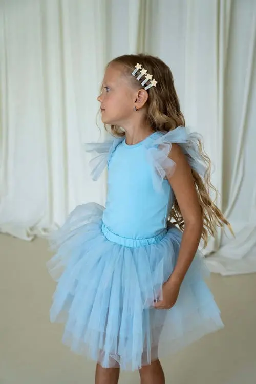 MINI CELEBRITIES Cotton Tulle Dress - Cool Blue
