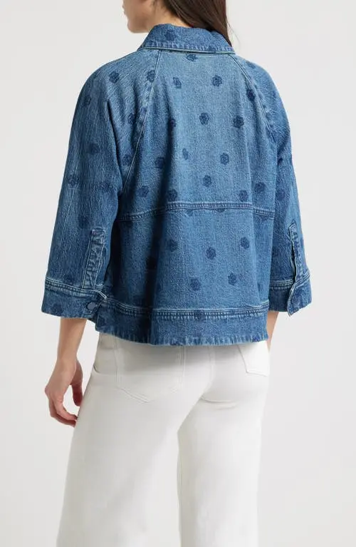 Wit & Wisdom Floral Embroidered Denim Jacket