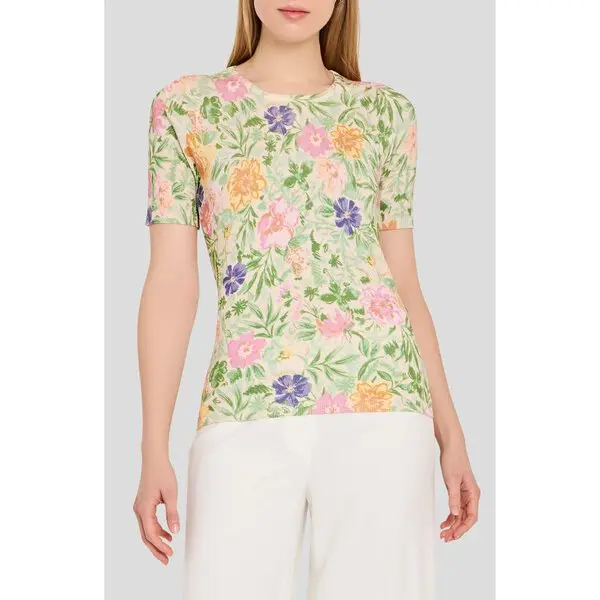 TAHARI ASL Floral Printed Sweater
