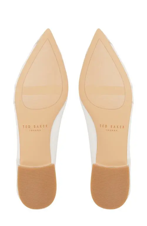 Ted Baker London Pointed Toe Flat With Floral Appliqu - White