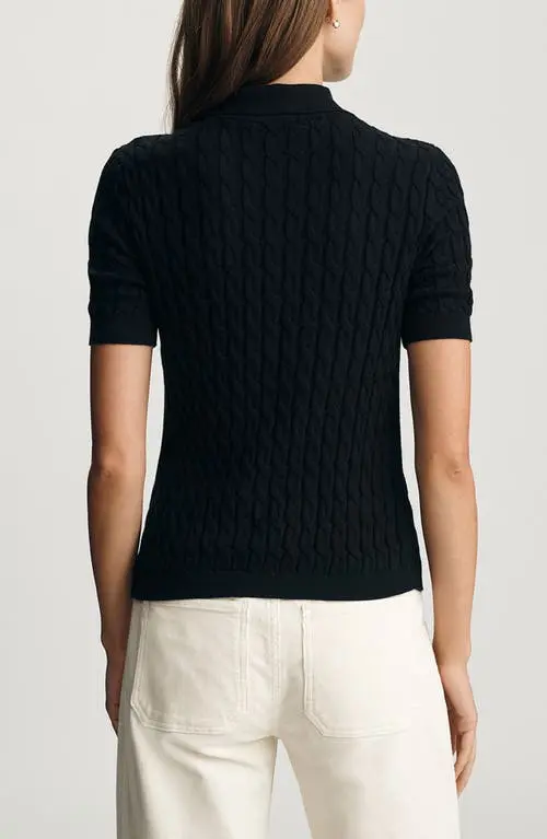 MAVI Cable Stitch Cotton & Cashmere Polo Sweater