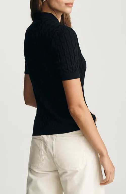 MAVI Cable Stitch Cotton & Cashmere Polo Sweater